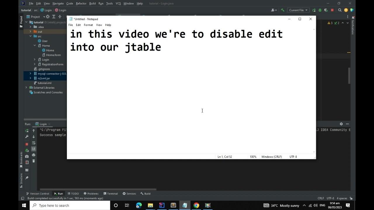 Intellij IDEA Jtable not editable with xampp part 7 - YouTube