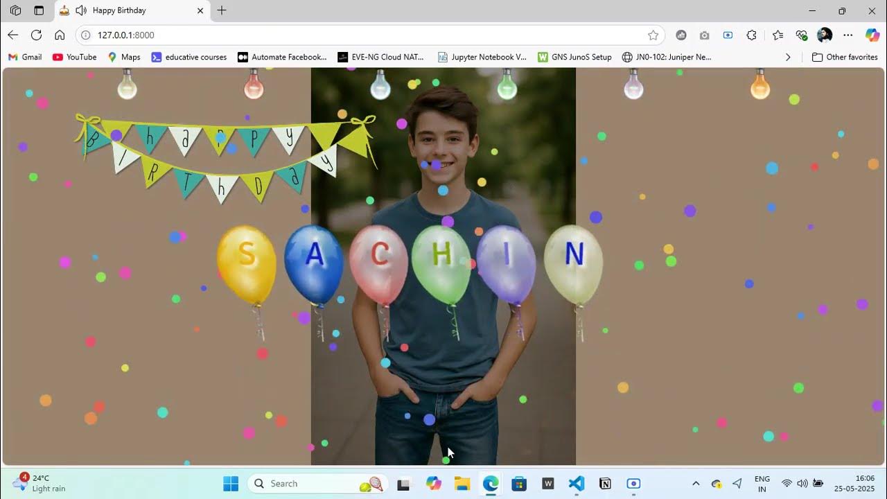 Birthday WebApp with Personalised Photo #CSS #HTML #JS #Python #Birthday #EGift - YouTube