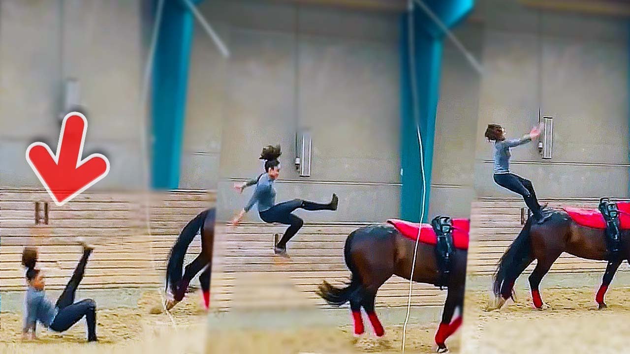Girl Falls Dramatically From Horse While Performing Acrobatic Trick ...