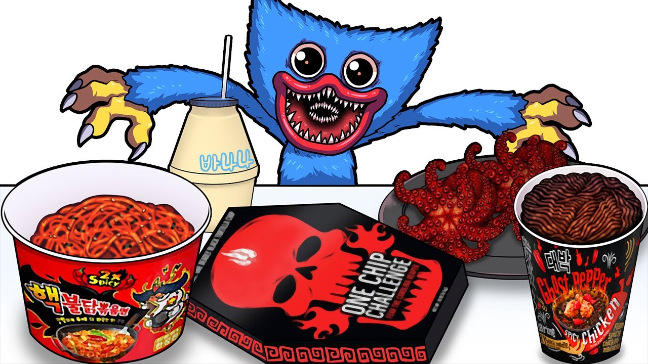 Poppy Playtime Mukbang Animation Hot Spicy food set eating Huggy wuggi ...