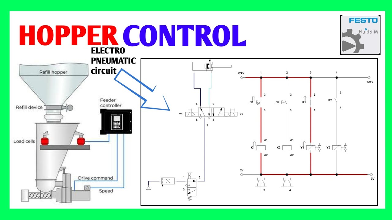 Hopper control || Electro pneumatic circuit design and simulation ...