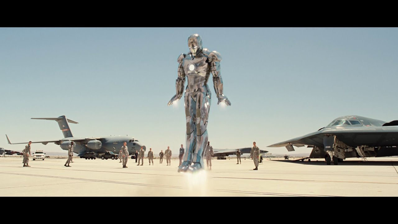 Col Rhodes hands the Iron Man Armor Mark II to US Army - YouTube