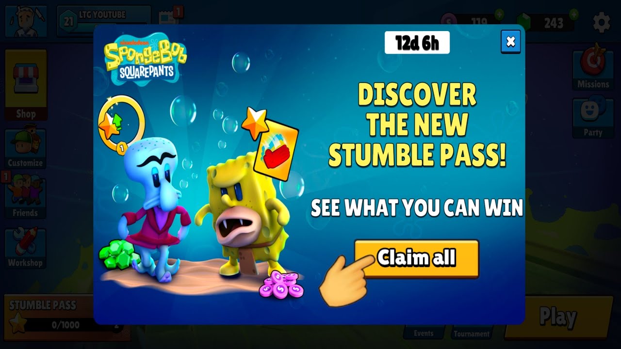 SpongeBob SquarePants New Update Pass Gift! - Stumble Guys - YouTube