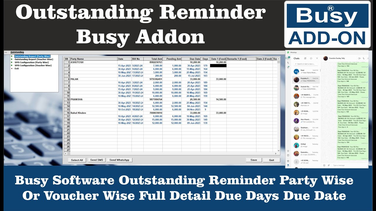 Busy Software Outstanding Reminder Busy Addon I Busy Addon Due Bills ...