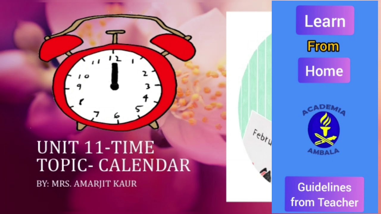 CLASS-III SUBJECT : MATHS UNIT-11 TIME TOPIC : CALENDAR - YouTube