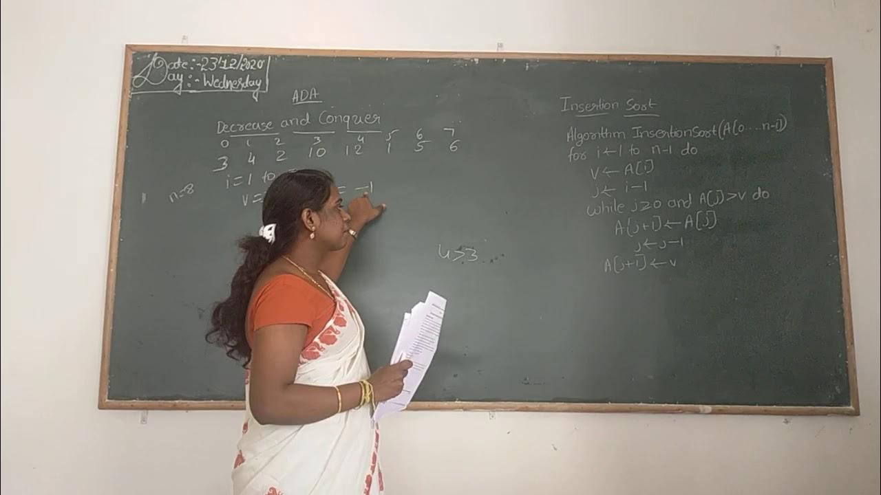 ADA Unit4 - Decrease & Conquer- Insertion Sort by Ashwini G T - YouTube