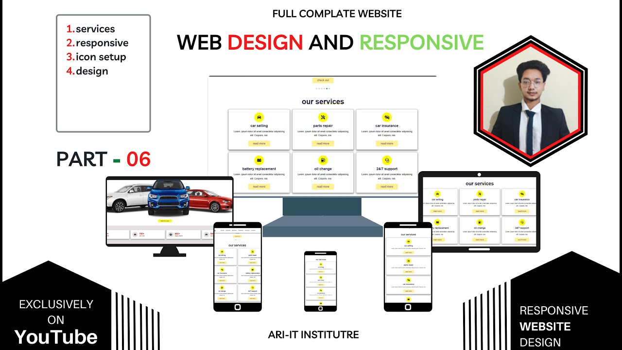 How To create car project | responsive | Services | html , css , js | p ...