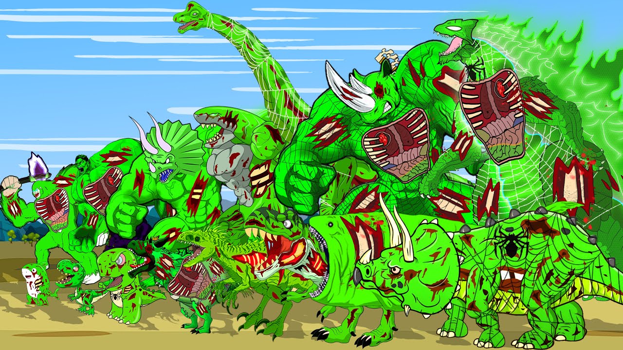 ALL SPIDERMAN GODZILLA ZOMBIE vs DINOSAURS T-REX, INDOMINUS: Dinosaurs ...