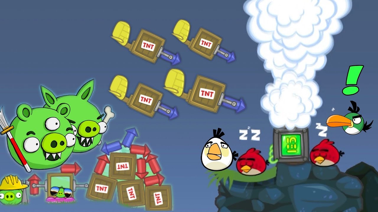 Bad Piggies - PIGGIES REVENGE ATTACK TNT ROCKET ON ANGRY BIRDS!!! - YouTube