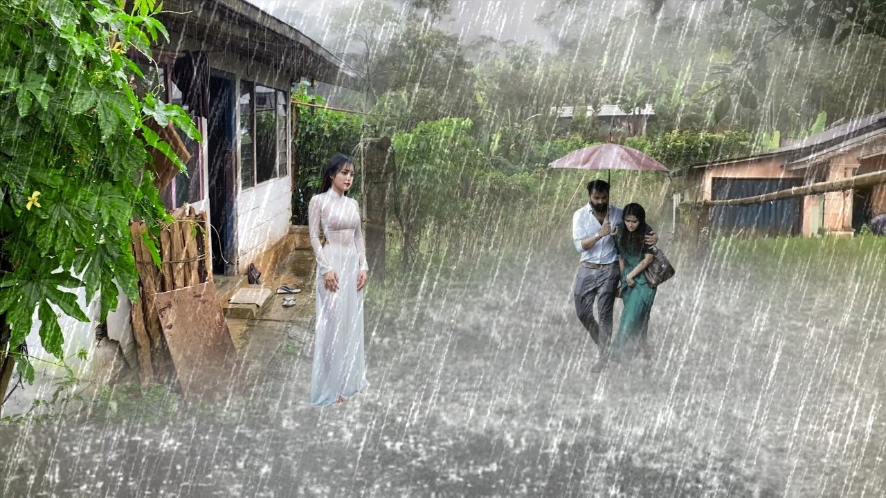 INSANE TROPICAL STORM! ⛈️ Soothing Heavy Rain Walk for Stress Relief ...