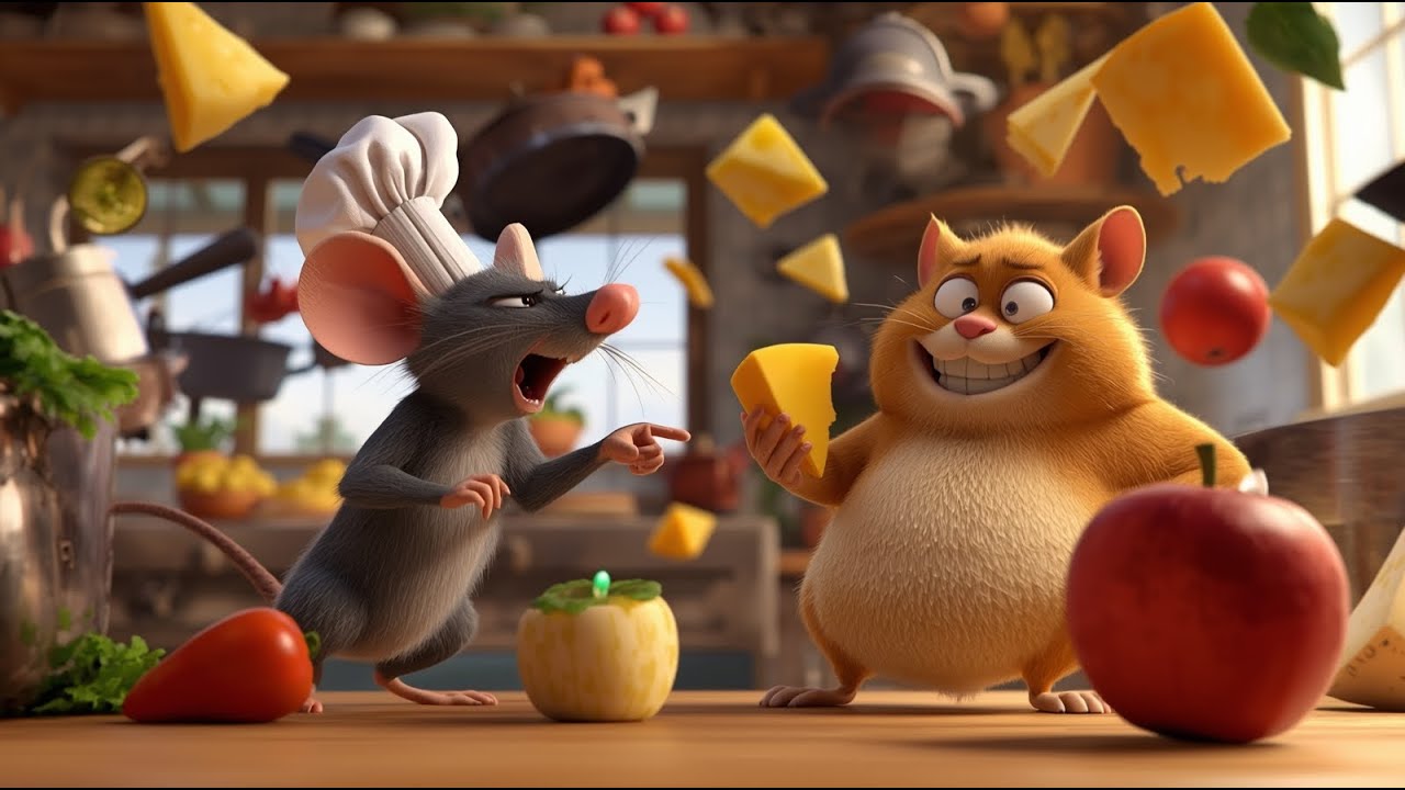 Remy Goes Crazy as Garfield Steals the Cheese! 🍎🧀 #ai #story #catshorts ...