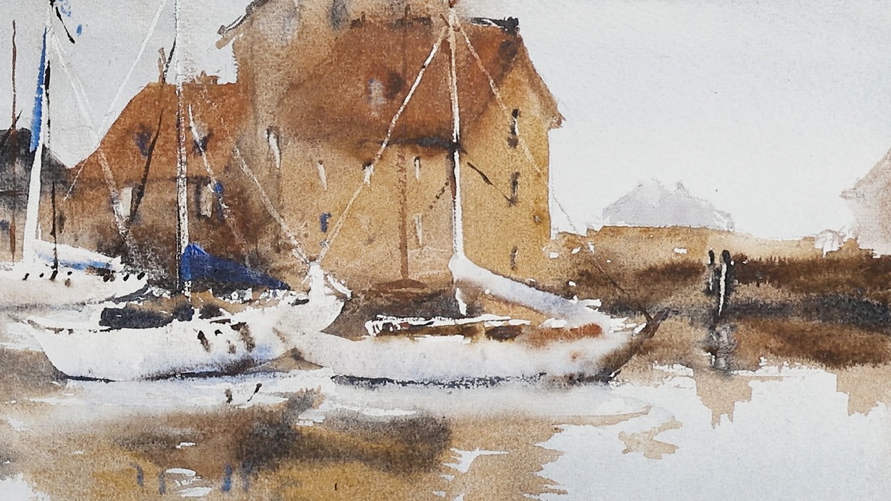 How To Paint A Harbor Scene With Watercolor: Demo & Tips - YouTube