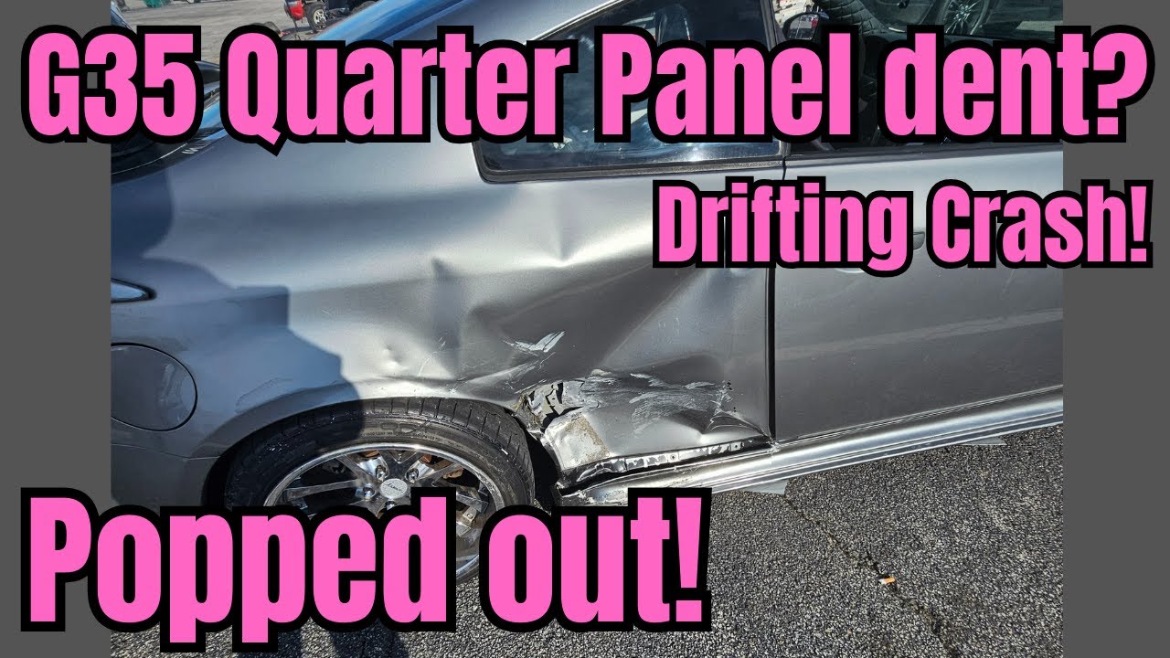 G35 Quarter panel repair! Drift Crash! Hammering massive dent out ...