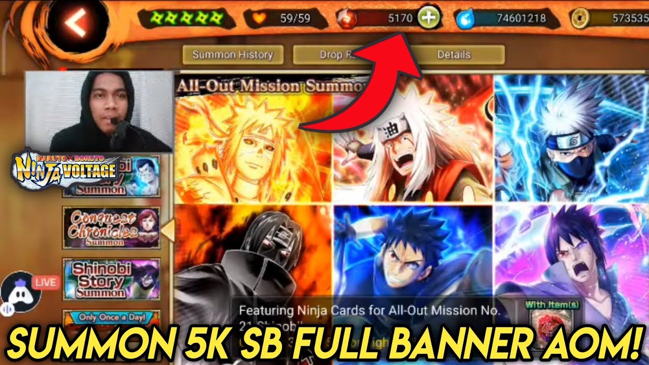 SUMMON 5000 SB BANNER AOM PANEN MR HOKI - NARUTO X BORUTO NINJA VOLTAGE - YouTube