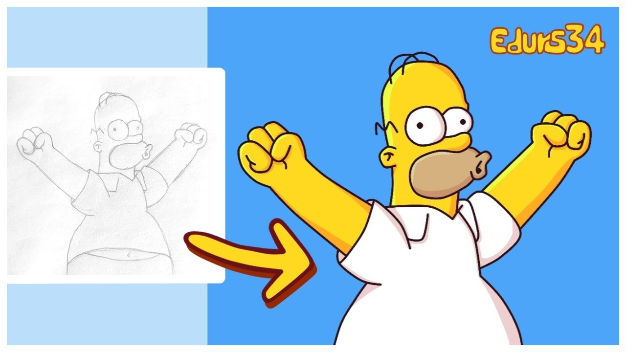 Cómo Dibujar a Homero Simpson | De Lápiz a Digital (IbisPaint) - YouTube