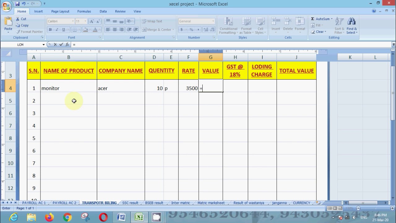 MS Excel Transport Billing - YouTube