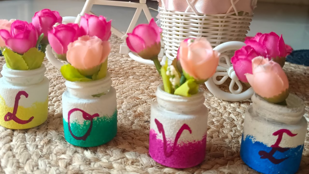 DIY|| Empty mini paint bottle idea | painting ideas| bottle painting ...