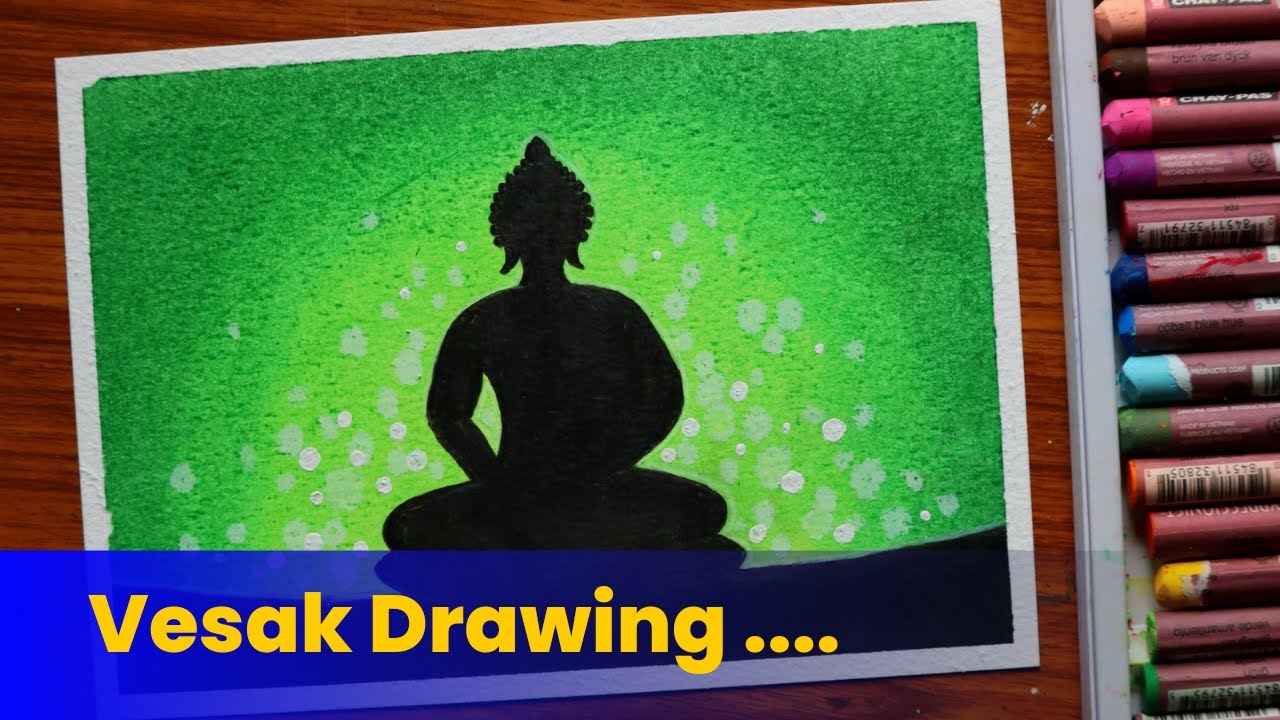 Vesak drawing / Vesak card drawing / Vesak card nirmanam easy / Buddha ...