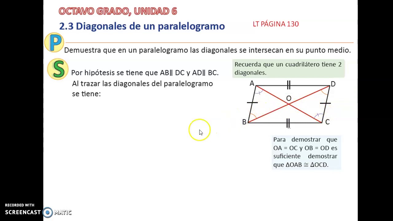 8°, U6, 2 3 Diagonales de un paralelogramo - YouTube
