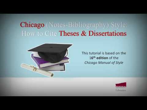 Chicago Notes Bibliography Style How to Cite Theses and Dissertations ...