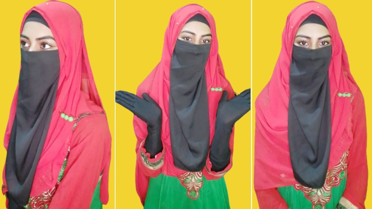 Easy Niqab Tutorial With Chiffon Hijab | Hijab With 1 Part Niqab - YouTube