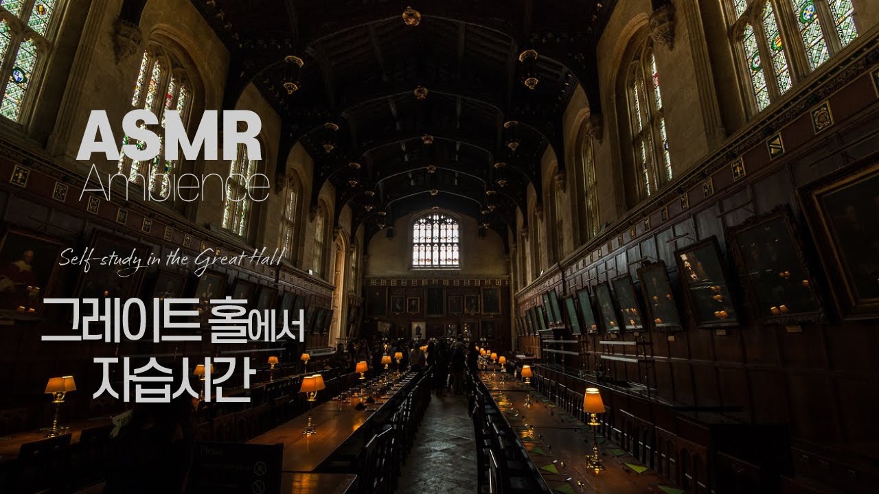 해리포터 Asmr 호그와트 그레이트 홀에서 자습시간 📜🖋️ 시험기간 Asmr 발걸음소리 책장 넘기는소리 오르골소리 벽난로