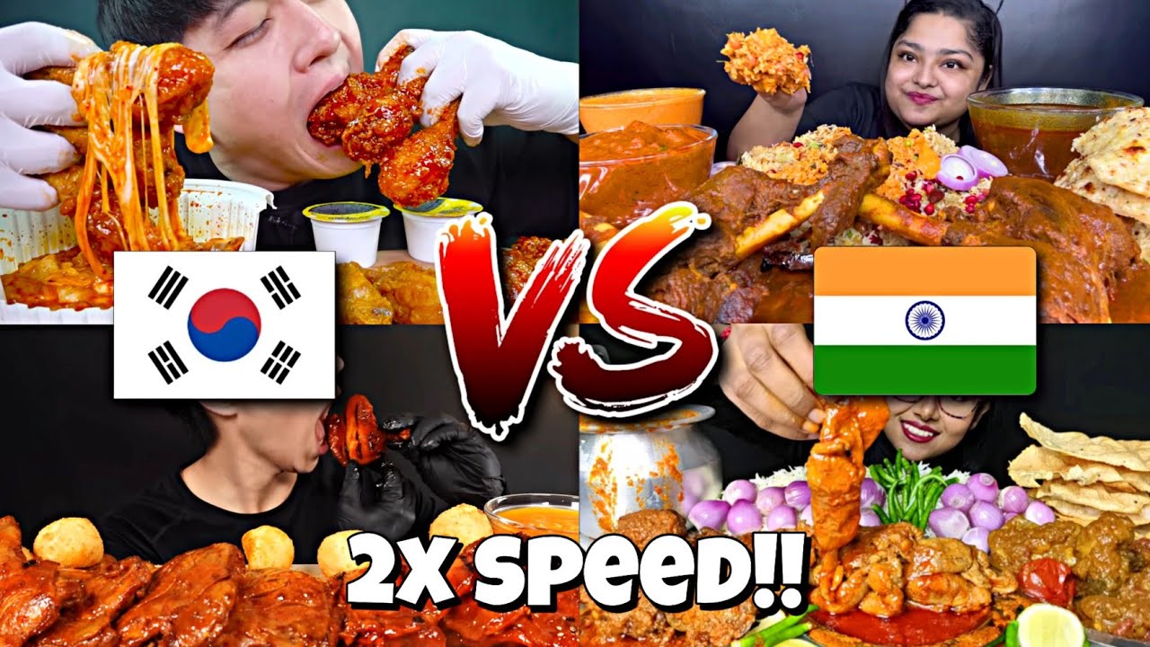 2x Speed!!💥ASMR KOREAN VS INDIAN Mukbang Moments That Will Make You So ...