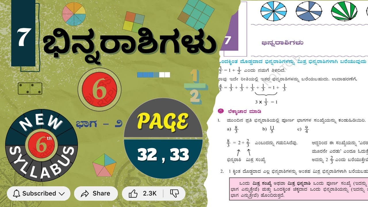 Class 6 maths chapter 7 | ಭಿನ್ನರಾಶಿಗಳು | NCERT | ಗಣಿತ ಪ್ರಕಾಶ | Fraction ...