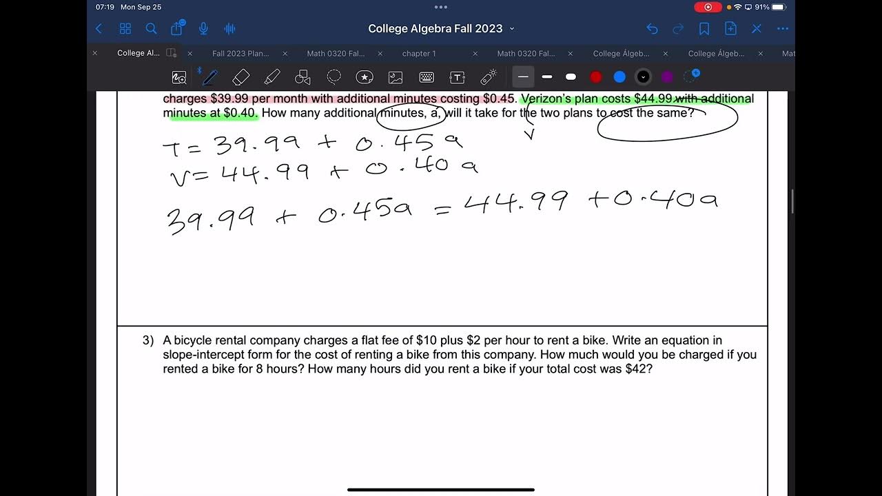 Topic 9 Applications of Linear Functions Part 1 - YouTube
