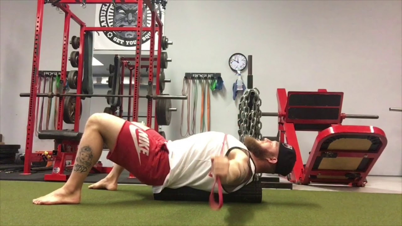Supine Roller Band Pull-Apart - YouTube