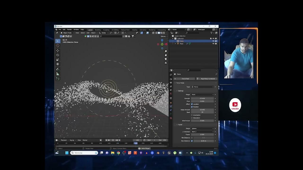 BLENDER TUTORIAL-PARTICLE SYSTEM AND FORCE FIELD - YouTube