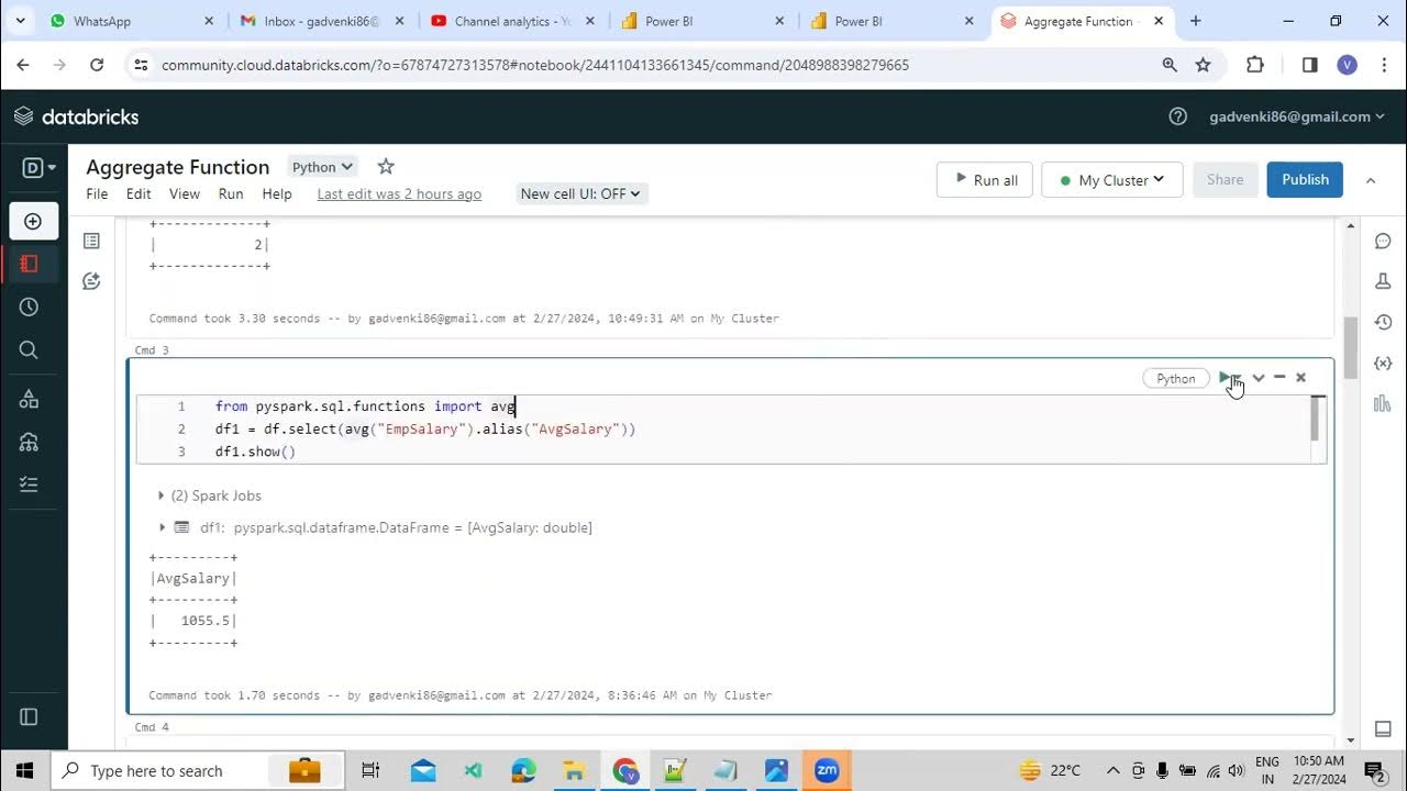 13.How to use Aggregate Functions in Databricks using PySpark in Telugu - YouTube
