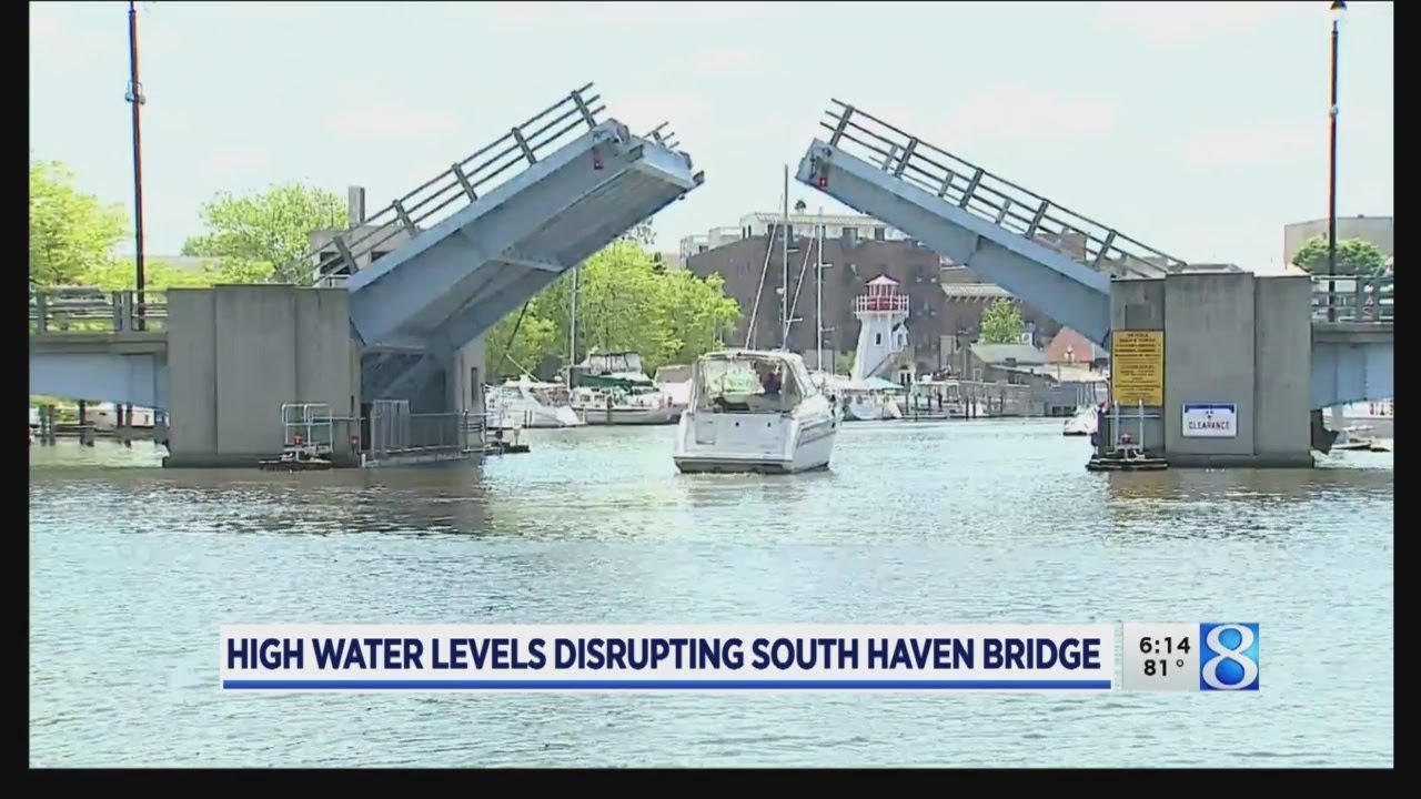High water levels disrupting South Haven Bridge - YouTube