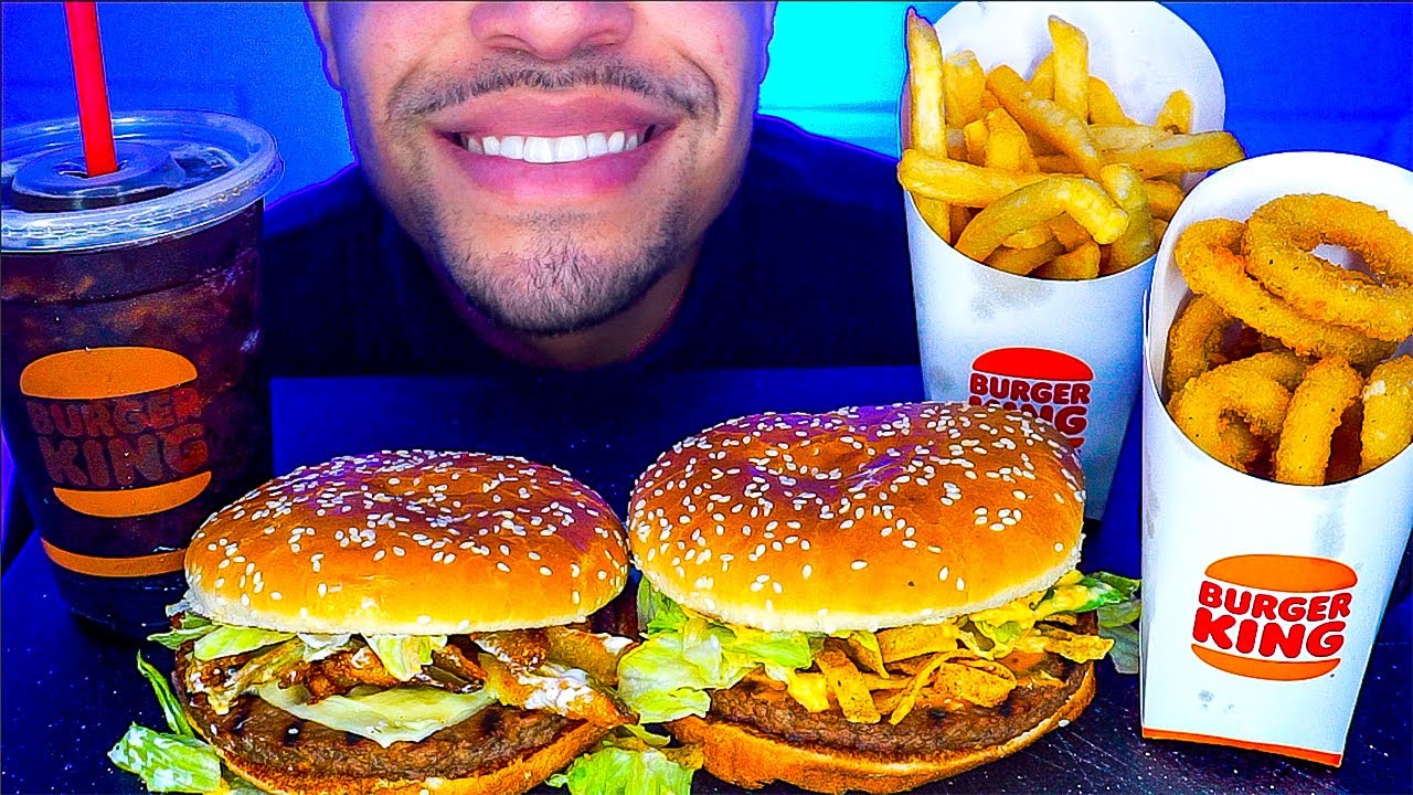 ASMR EATING BURGER KING IMPOSSIBLE WHOPPER BURGER WITH CHEESE X2 FROZEN ...