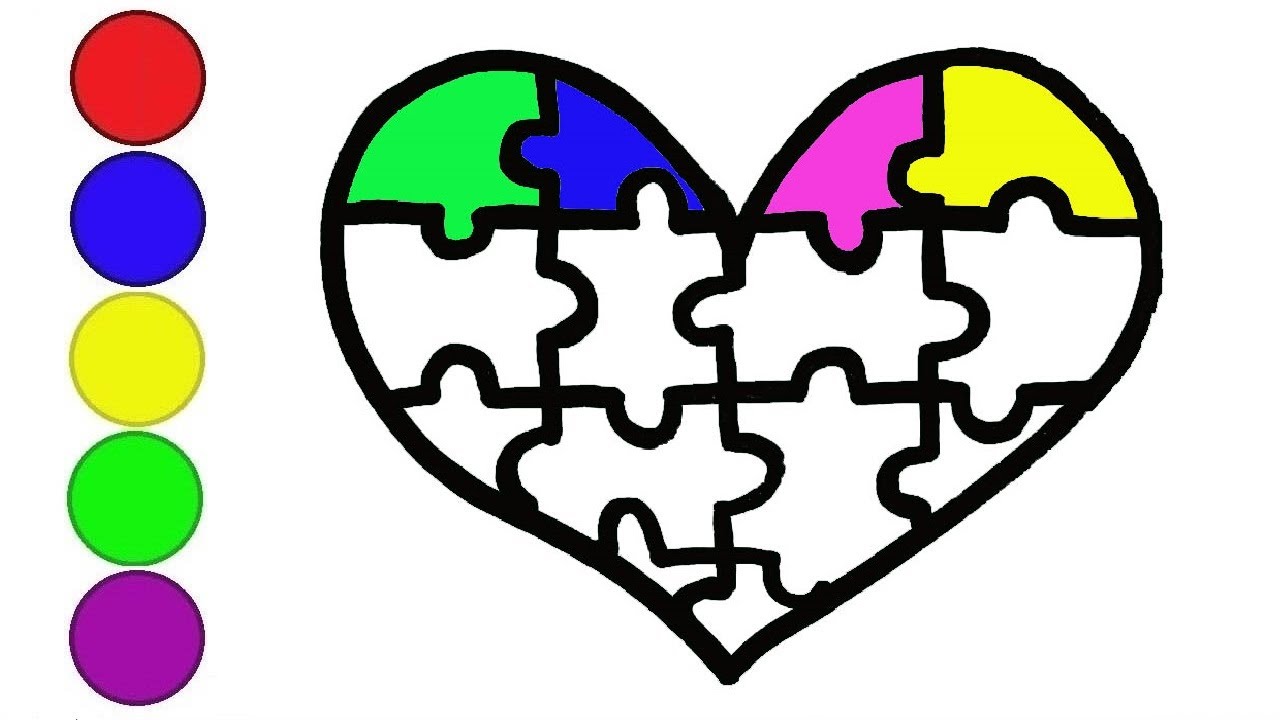 Draw a Picture of a Heart Puzzle | Сурет салу жүрек пазл | Bolalar ...