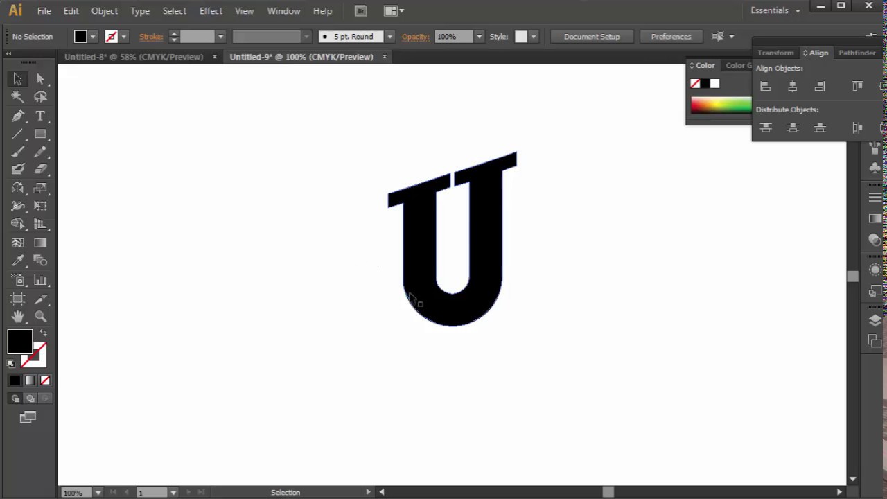 How To Simple Logo Design with Illustrator (letter u) - YouTube