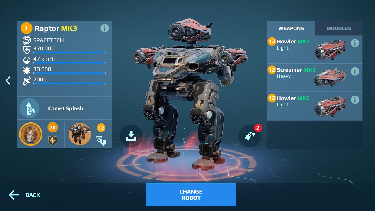 Raptor howler & screamer mk3 gameplay war robots - YouTube