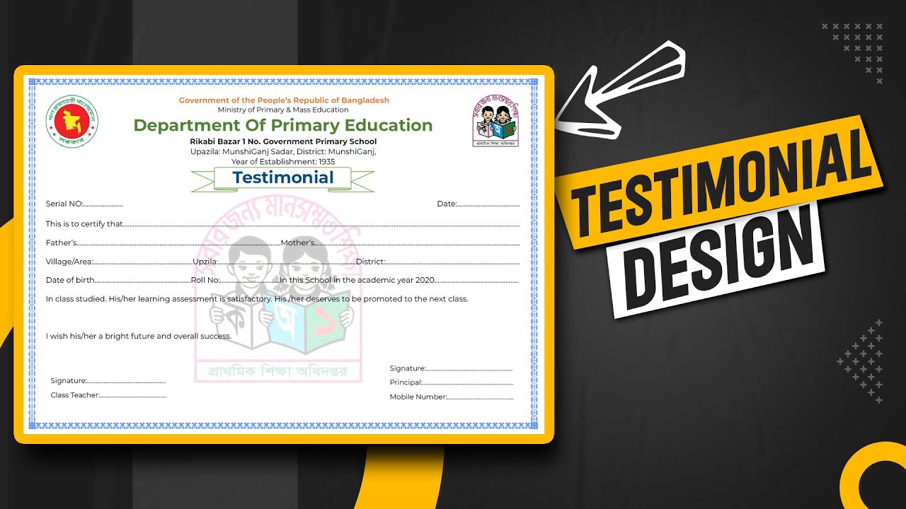 Primary School Student Testimonial and School Leaving Certificate ...