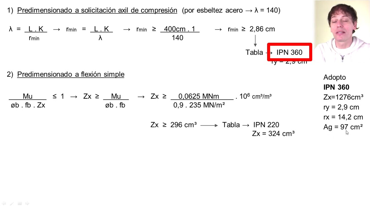Dimensionado de una columna a flexion compuesta en acero - YouTube
