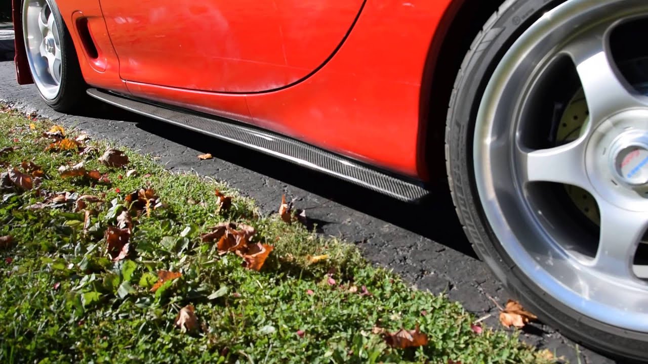 RX7 Head light covers, rear diffuser and CF Side Skirts - YouTube