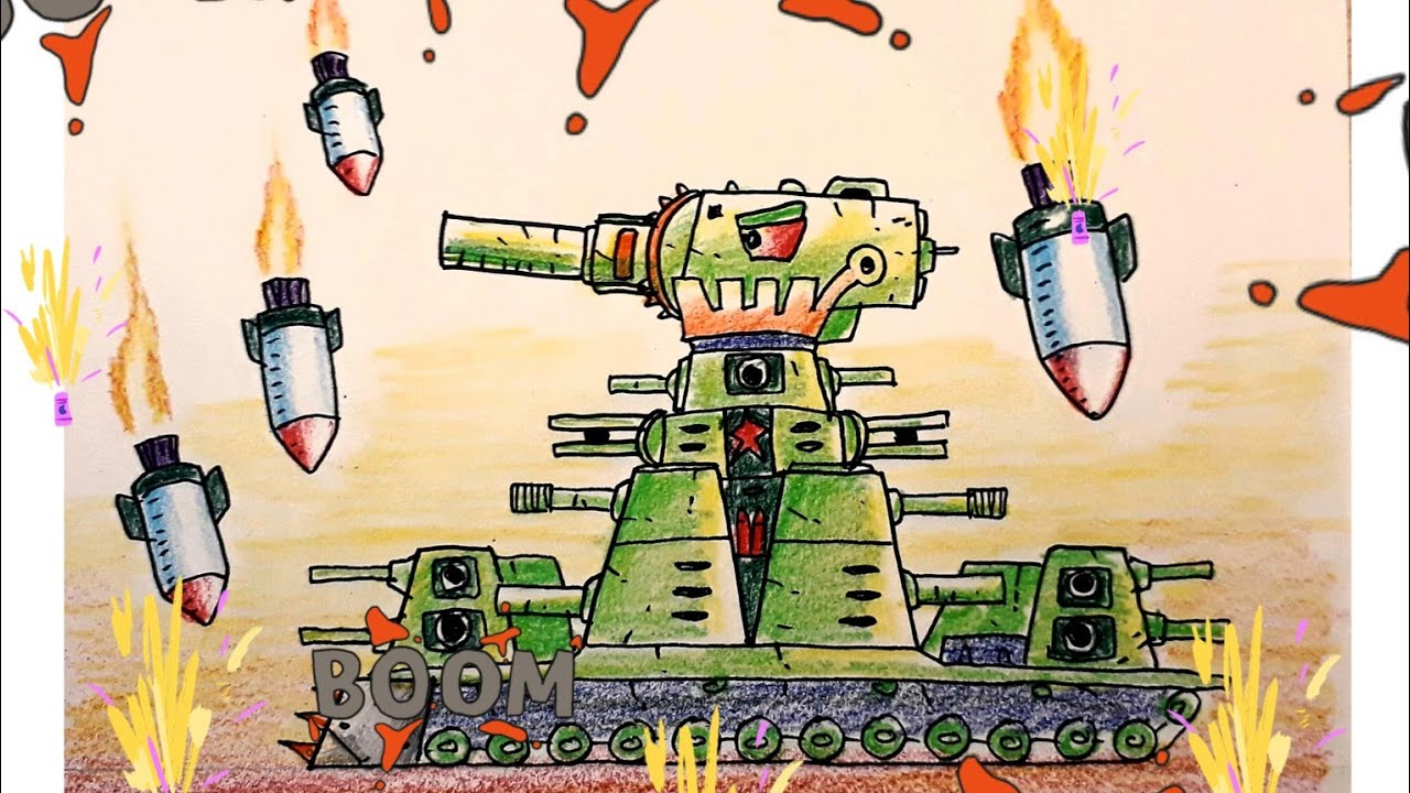 วาดรูปรถถัง | Cartoon tank drawing,,, monster tank - YouTube