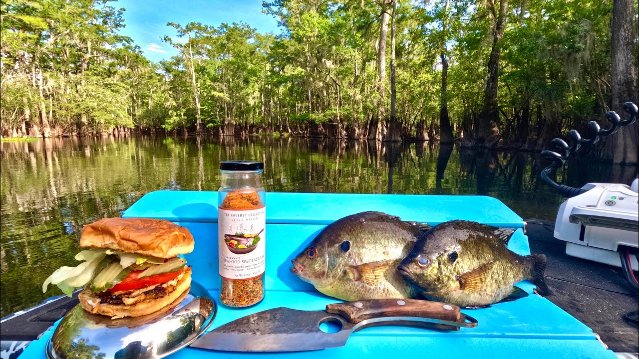 Fish Burger FEAST in the Swamp! Shell Cracker Catch Clean Cook - YouTube
