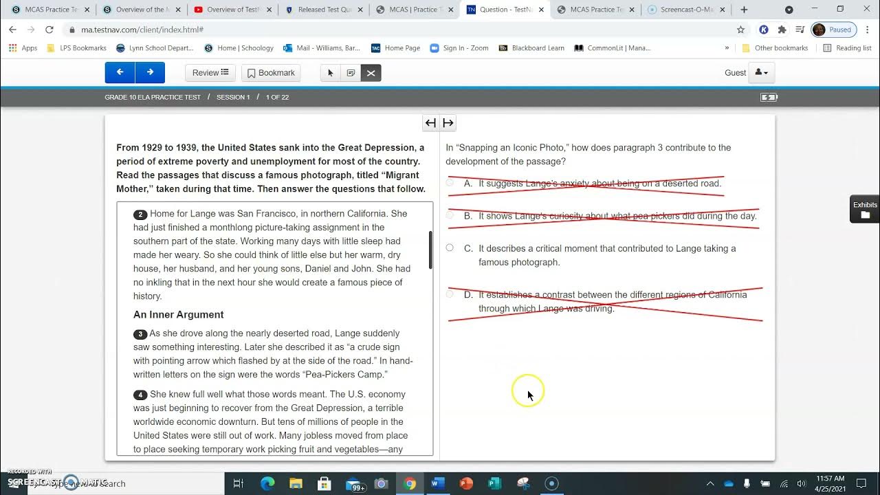 MCAS Practice Test Review ans. 1-3 - YouTube