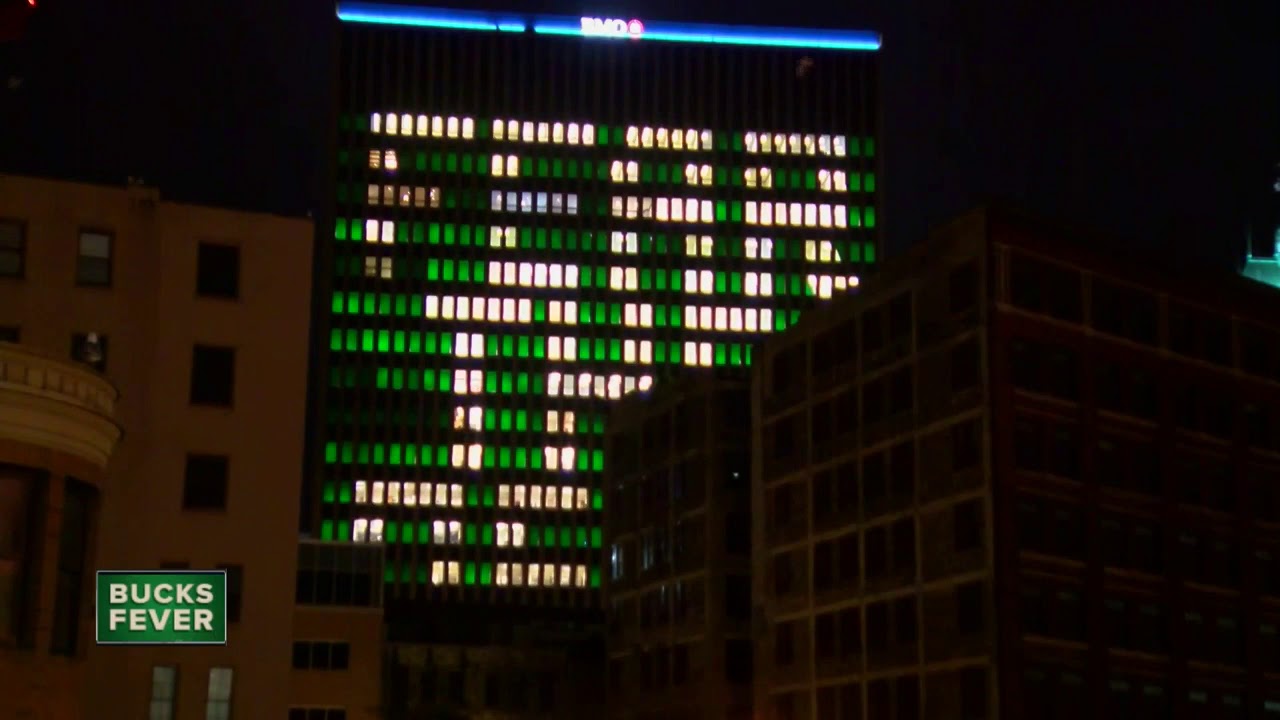 BMO Harris Bank Building lit for Bucks playoffs - YouTube