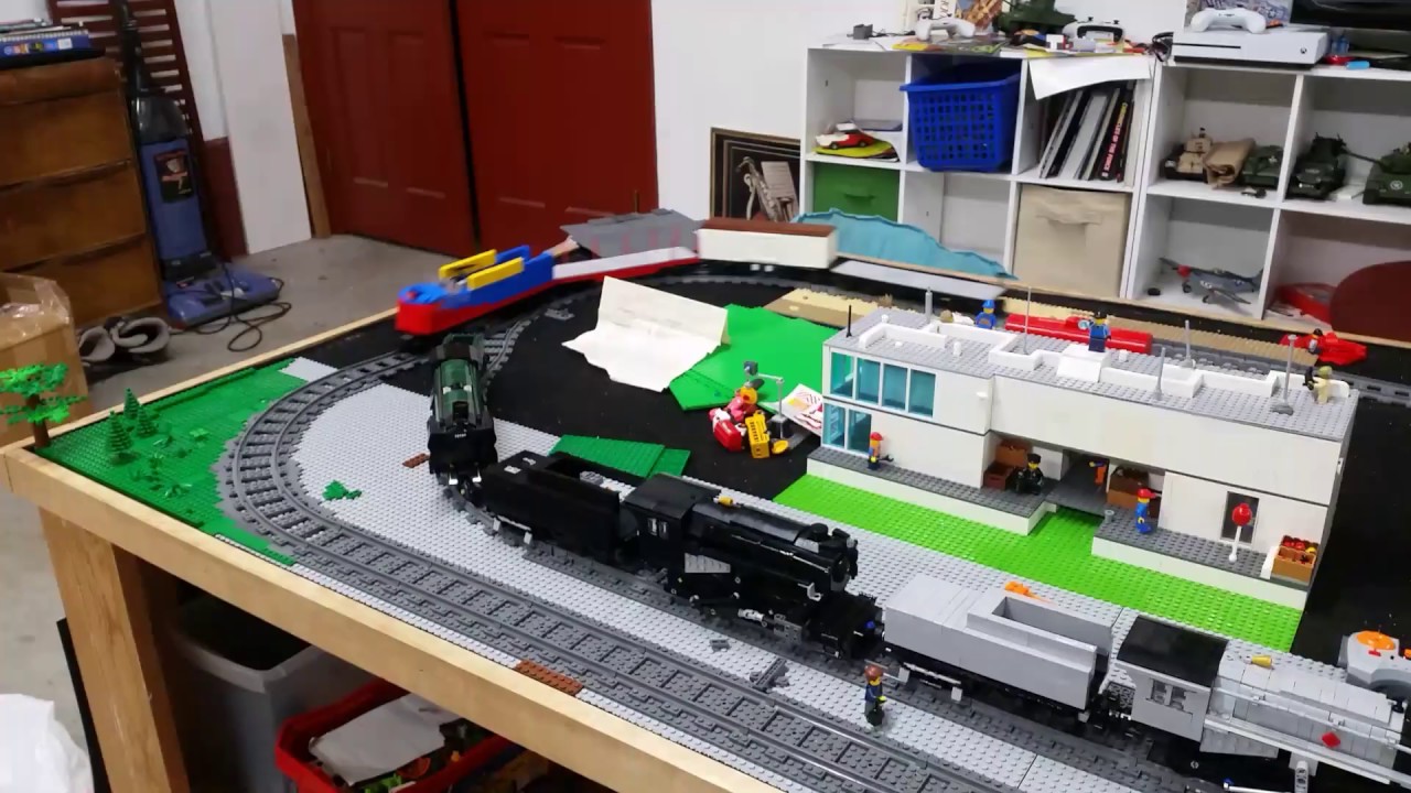 Running custom Lego F unit with new custom freight car - YouTube
