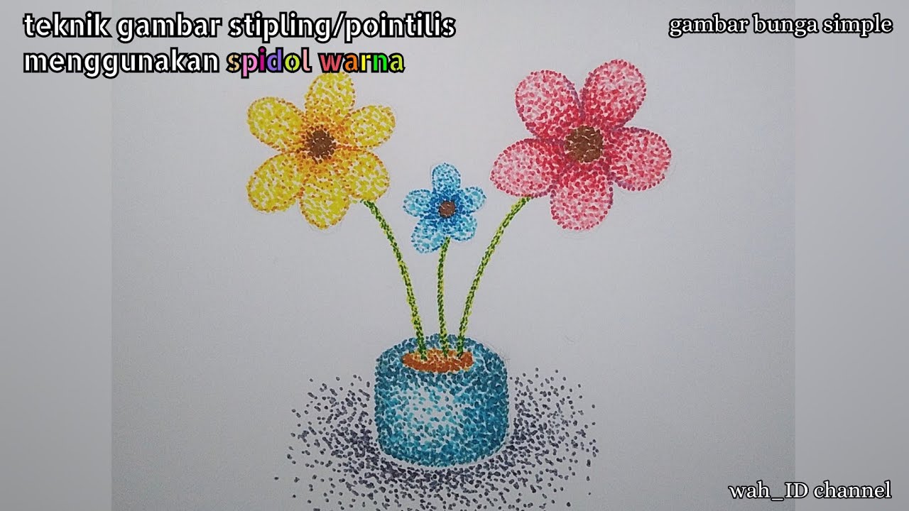 menggambar bunga yg mudah & simple || gambar stipling/pointilis pakai ...