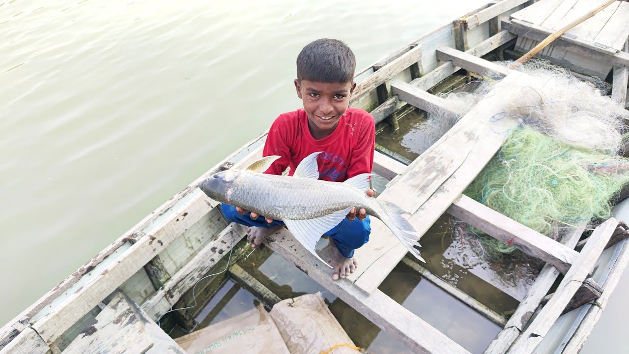 Hook Long Line fishing with River village man Best kalunch fishing # ...