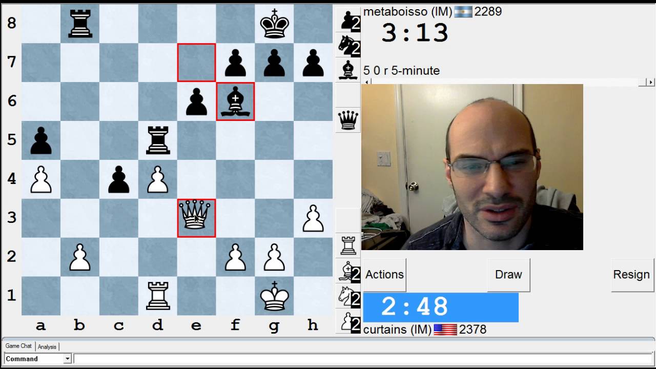 5 minute chess #479: IM Greg Shahade vs IM Carlos Boissonnet - YouTube