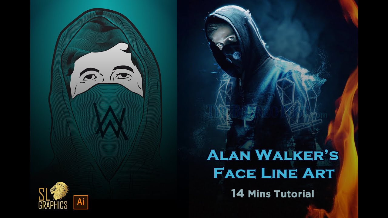 #Alan_walker face #line_Art design #Tutorial #2020 on 10 minutes # ...