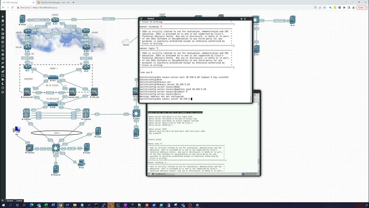 Aruba Clearpass - Authenticate network devices using Tacacs+ - Cisco switch config Part 4 - YouTube